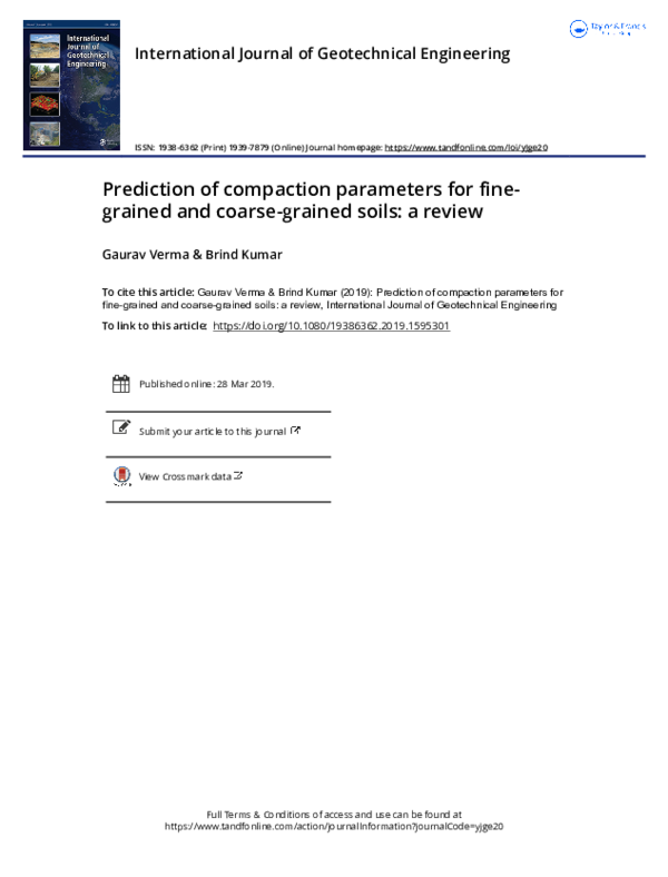 (PDF) Prediction of compaction parameters for fine-grained soil: Critical comparison of the deep ...