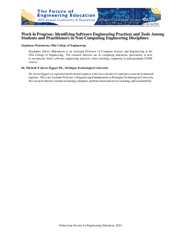 (PDF) Work in Progress: Identifying Software Engineering Practices and Tools Among Students and ...