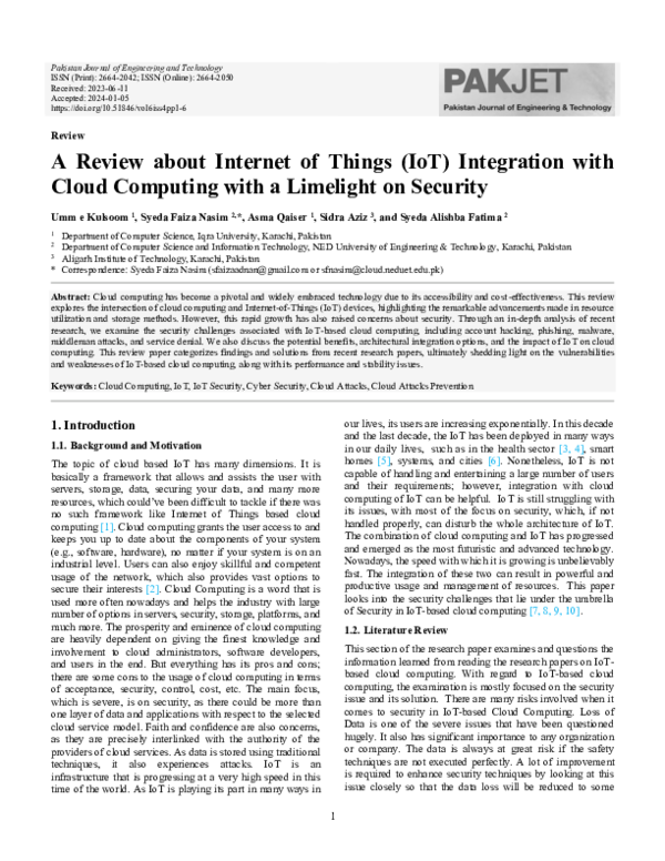 (PDF) A Review about Internet of Things (IoT) integration with Cloud Computing with a Limelight ...