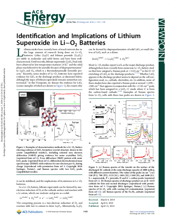 (PDF) Identification and Implications of Lithium Superoxide in Li–O2 ...