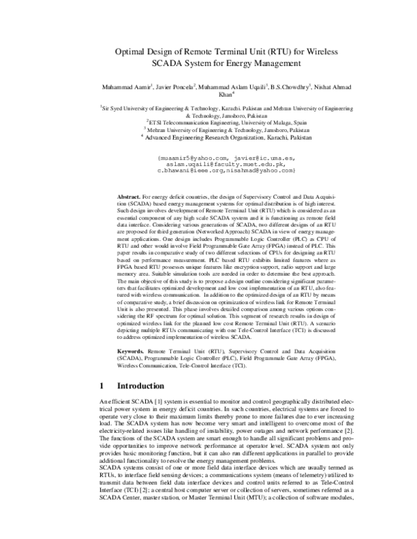 (PDF) Optimal Design of Remote Terminal Unit (RTU) for Wireless SCADA ...