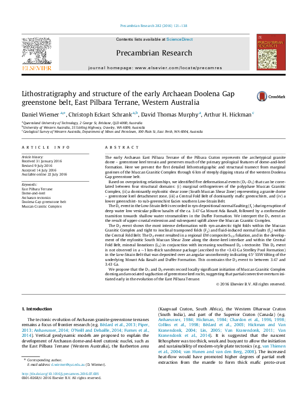 (PDF) Lithostratigraphy and structure of the early Archaean Doolena Gap ...