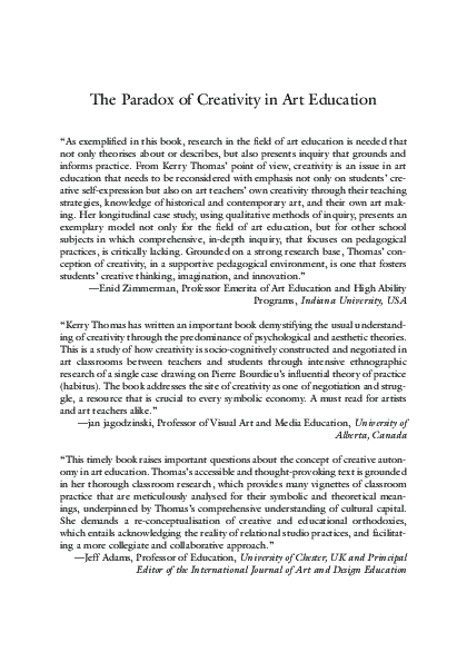 (PDF) The Paradox of Creativity in Art Education