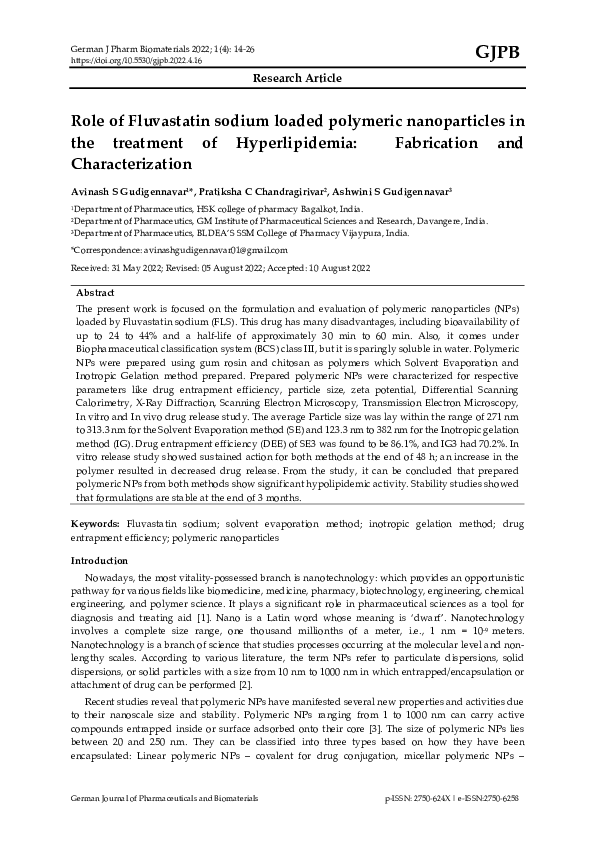 (PDF) Role of Fluvastatin sodium loaded polymeric nanoparticles in the treatment of ...