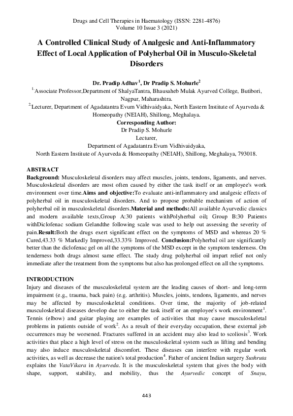 (PDF) A Controlled Clinical Study of Analgesic and Anti-Inflammatory ...