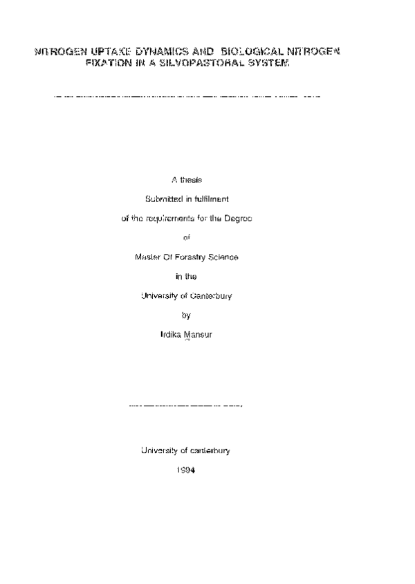 (PDF) Nitrogen uptake dynamics and biological nitrogen fixation in a ...