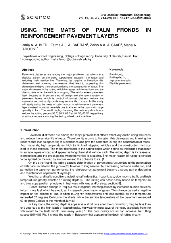 (PDF) Using the Mats of Palm Fronds in Reinforcement Pavement Layers