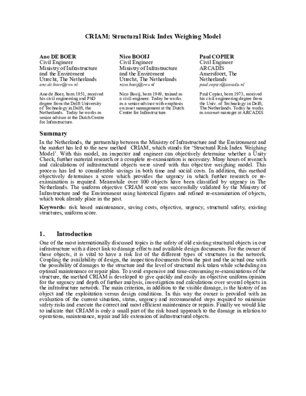 (PDF) CRIAM: Structural Risk Index Weighing Model
