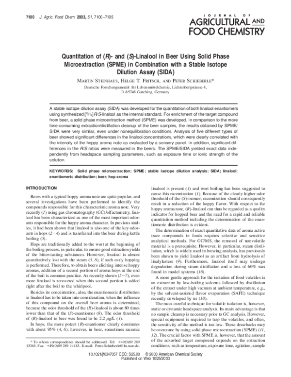 (PDF) Quantitation of (R)- and (S)-Linalool in Beer Using Solid Phase ...