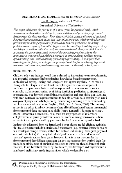 (PDF) Mathematical Modelling with Young Children