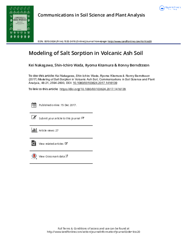 (PDF) Modeling of Salt Sorption in Volcanic Ash Soil