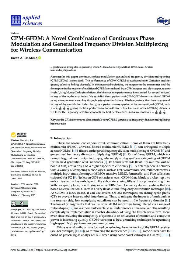 (PDF) CPM-GFDM: A Novel Combination of Continuous Phase Modulation and Generalized Frequency ...