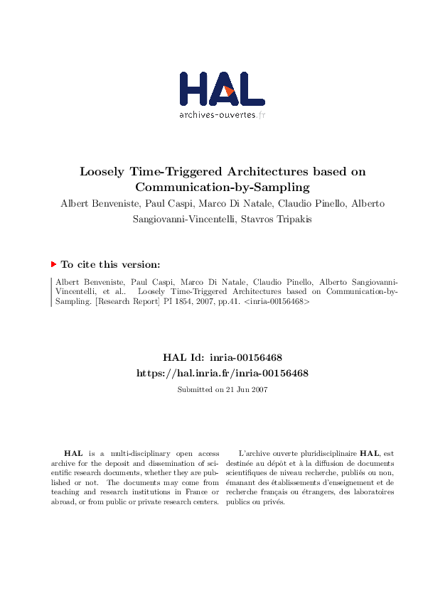 (PDF) Loosely time-triggered architectures based on communication-by-sampling | Prof. Alberto L ...