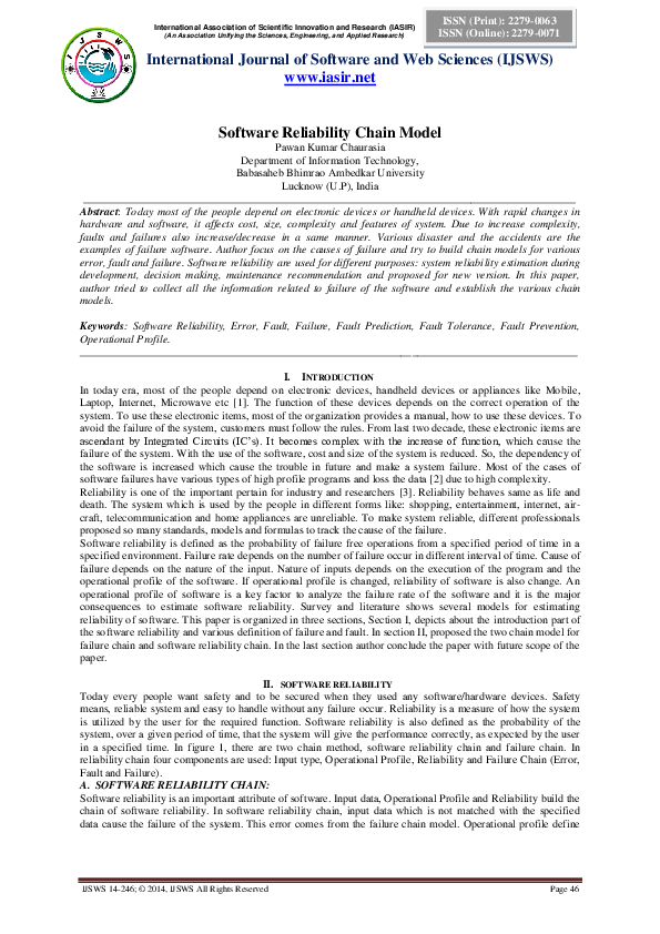 (PDF) Software Reliability Chain Model