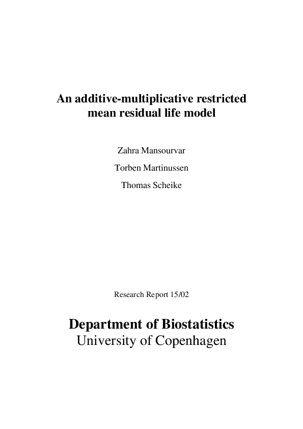 (PDF) An Additive–Multiplicative Restricted Mean Residual Life Model