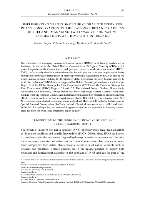 (PDF) Implementing Target 10 of the Global Strategy for Plant ...