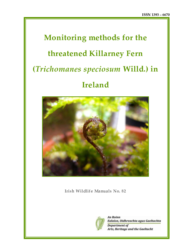 (PDF) Monitoring methods for the threatened Killarney Fern (Trichomanes ...