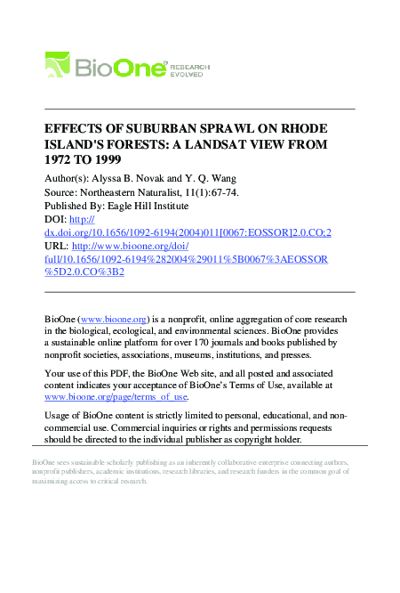 (PDF) Effects of Suburban Sprawl on Rhode Island's Forests: A Landsat ...