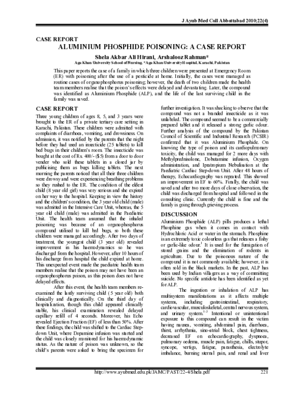 (PDF) Aluminium phosphide poisoning: a case report