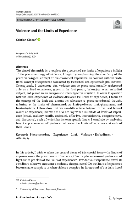 (PDF) Violence and the Limits of Experience