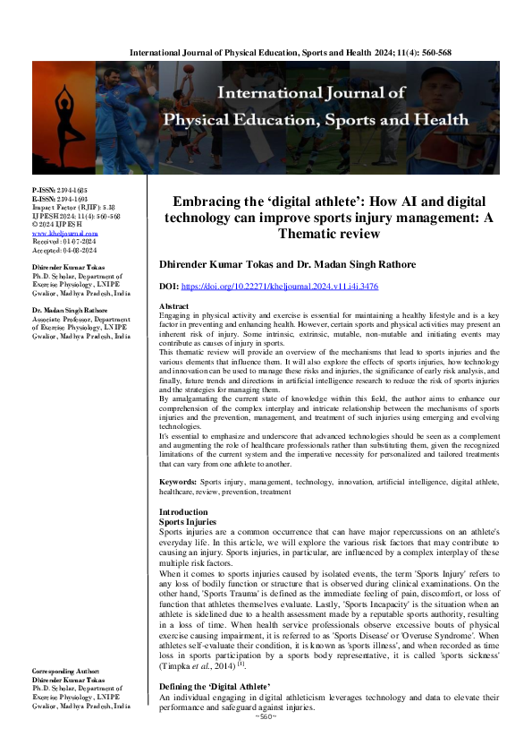 (PDF) Embracing the ‘digital athlete’: How AI and digital technology ...