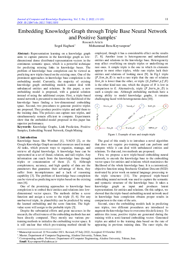 (PDF) Embedding Knowledge Graph through Triple Base Neural Network and ...
