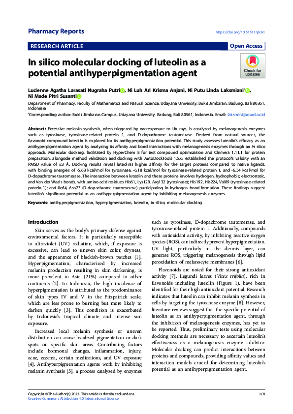 (PDF) In silico molecular docking of luteolin as a potential ...