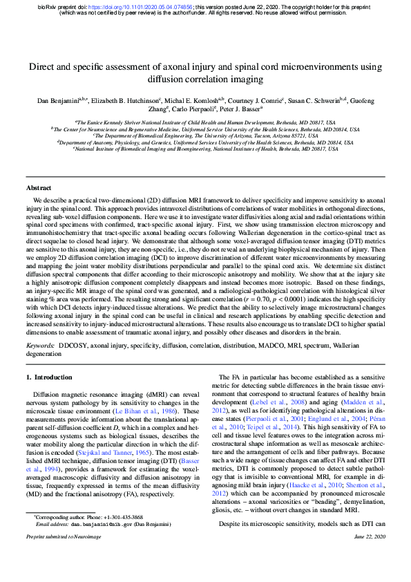 (PDF) Direct and specific assessment of axonal injury and spinal cord ...