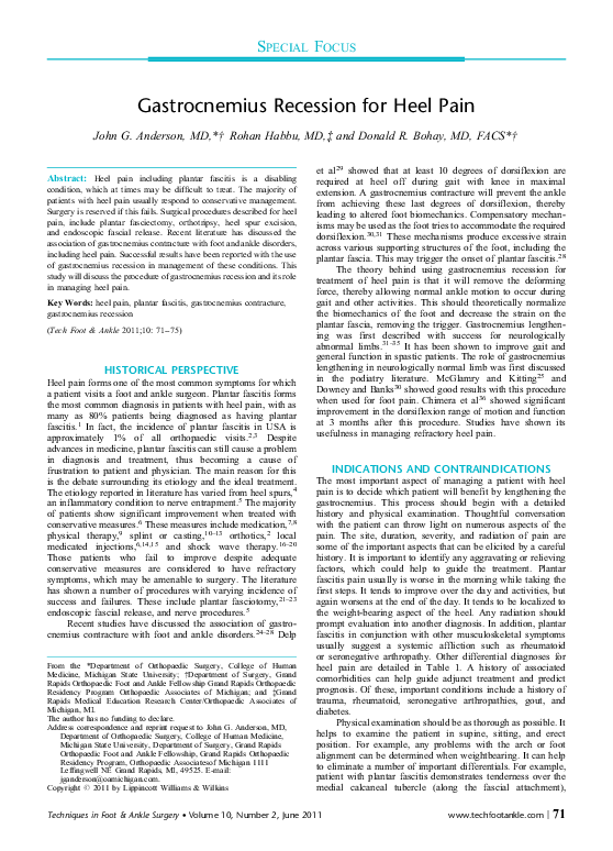 (PDF) Gastrocnemius Recession for Heel Pain