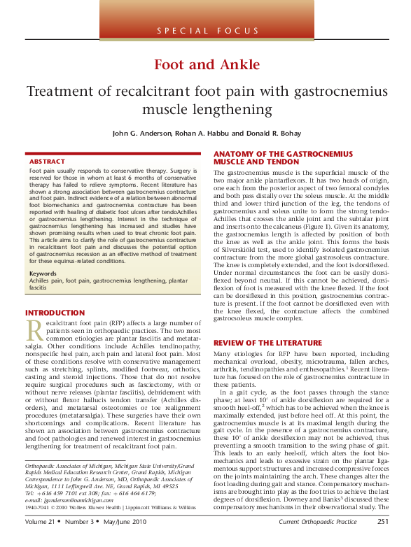 (PDF) Treatment of recalcitrant foot pain with gastrocnemius muscle ...