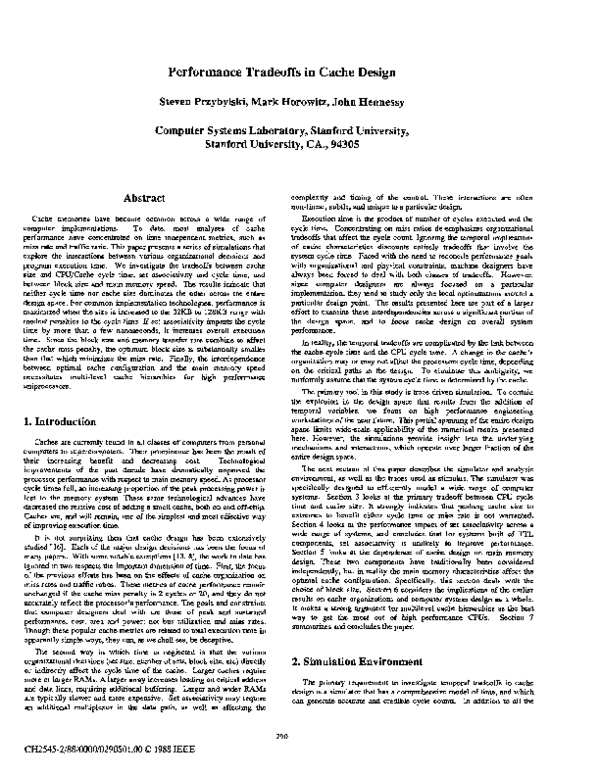 (PDF) Performance tradeoffs in cache design