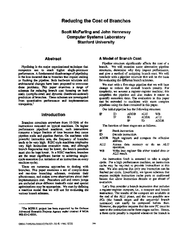 (PDF) Reducing the cost of branches