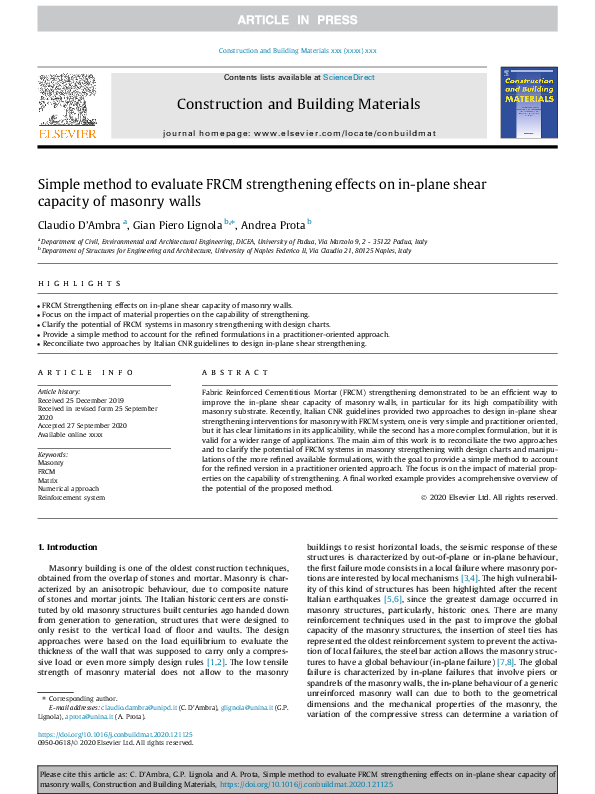 (PDF) Simple method to evaluate FRCM strengthening effects on in-plane ...