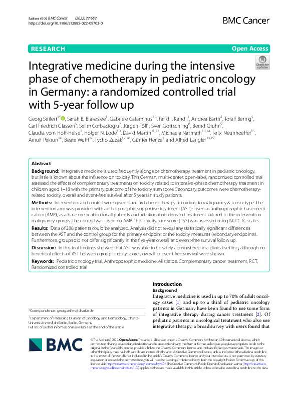 (PDF) Integrative medicine during the intensive phase of chemotherapy ...