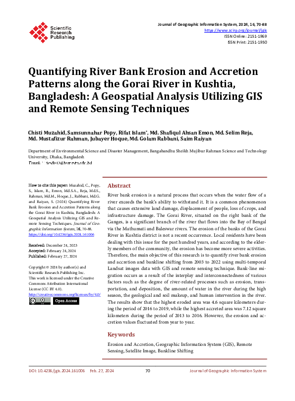(PDF) Quantifying River Bank Erosion and Accretion Patterns along the ...