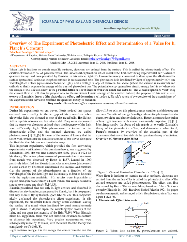 Photoelectric Effect Einstein Paper