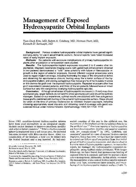 (PDF) Management of Exposed Hydroxyapatite Orbital Implants