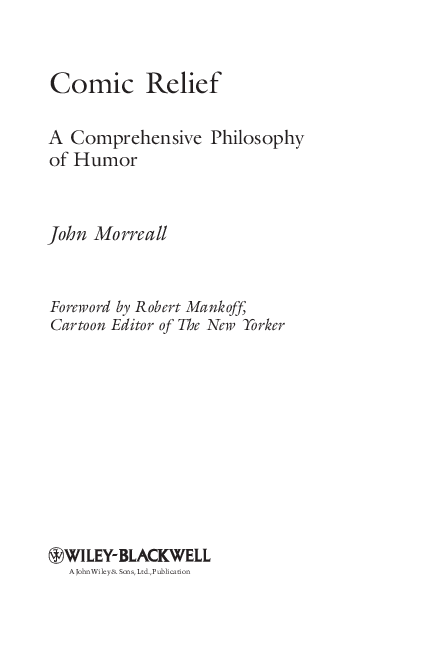 (PDF) Comic relief: a comprehensive philosophy of humor