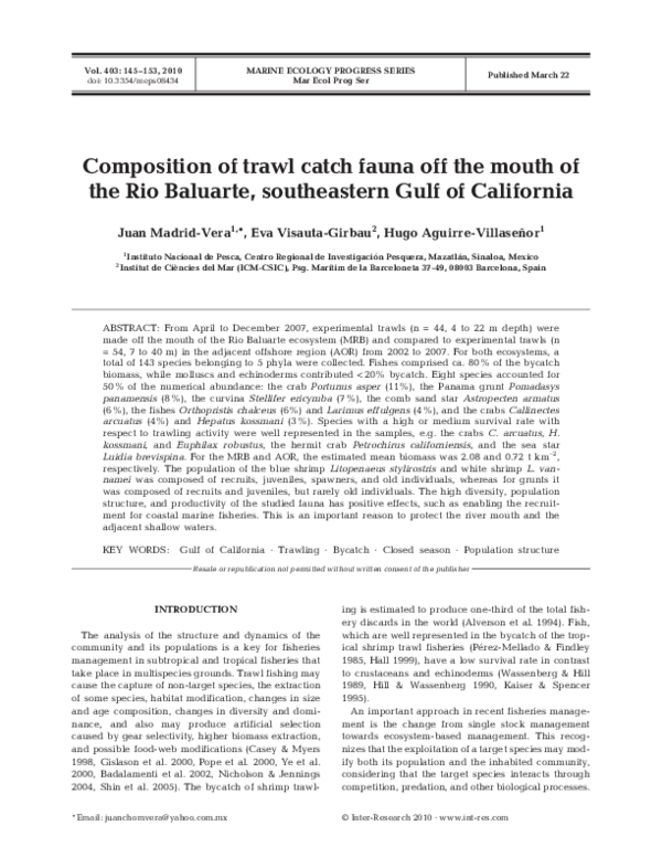 (PDF) Composition of trawl catch fauna off the mouth of the Rio ...