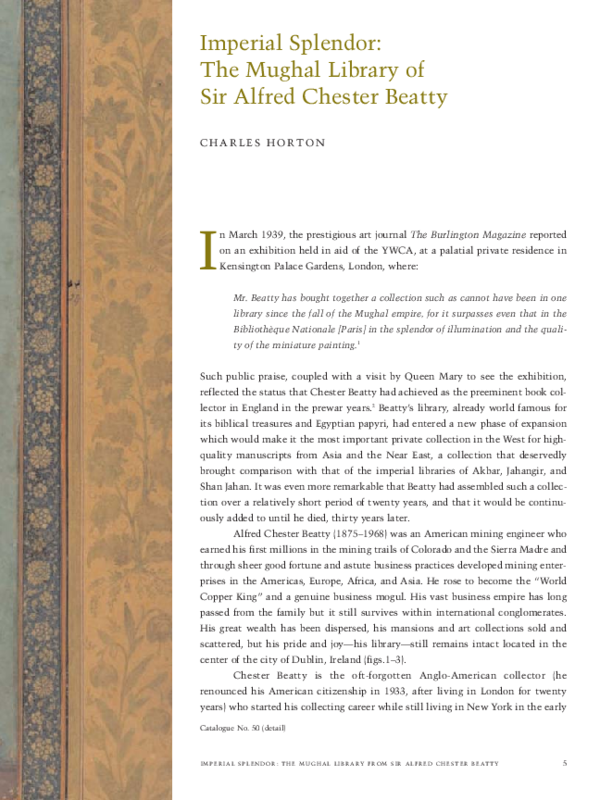 (PDF) Imperial Splendor: The Mughal Library of Sir Alfred Chester Beatty