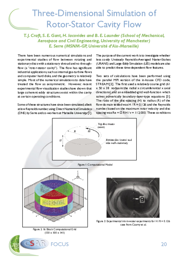 (PDF) Three-Dimensional Simulation of Rotor-Stator Cavity Flow | Hector Iacovides - Academia.edu