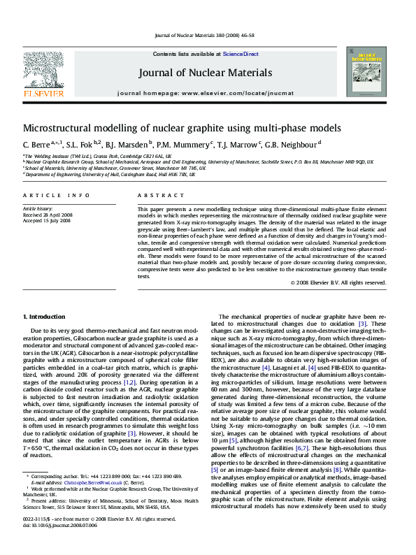 Pdf Microstructural Modelling Of Nuclear Graphite Using Multi Phase Models