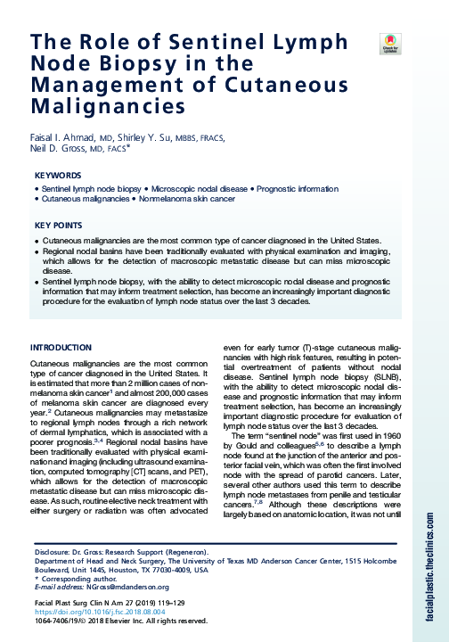 (PDF) The Role of Sentinel Lymph Node Biopsy in the Management of Head ...