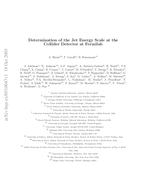 (PDF) Determination of the jet energy scale at the collider detector at ...