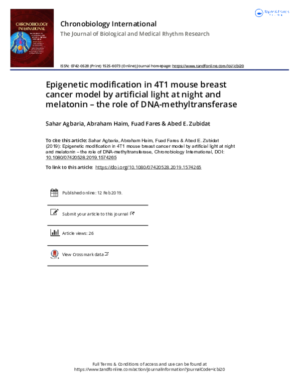 (PDF) Epigenetic modification in 4T1 mouse breast cancer model by ...