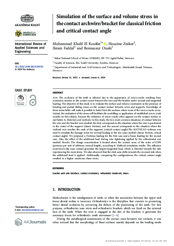 (PDF) Simulation of the surface and volume stress in the contact ...