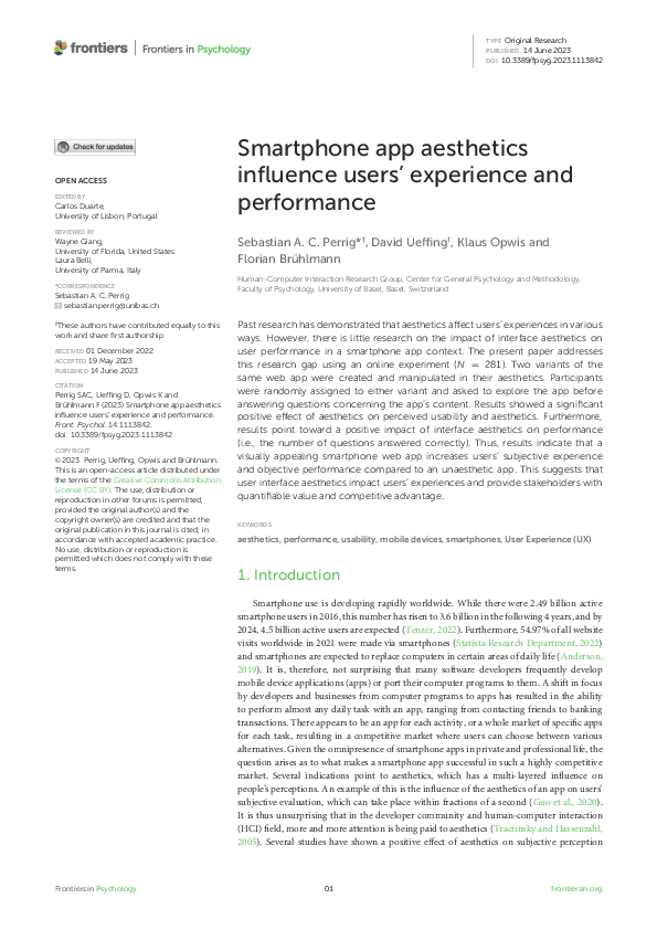 (PDF) Smartphone app aesthetics influence users' experience and performance