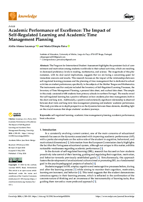 (PDF) Academic Performance of Excellence: The Impact of Self-Regulated ...