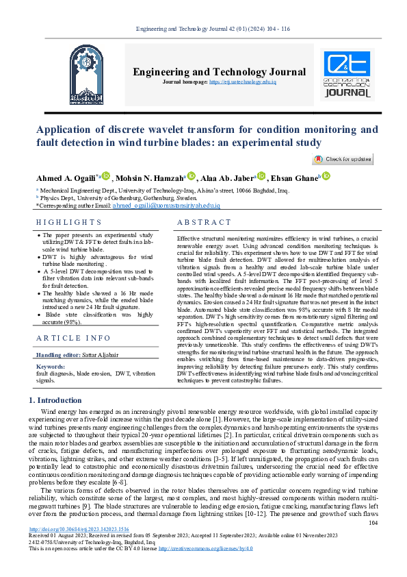 Pdf Application Of Discrete Wavelet Transform For Condition