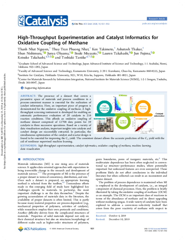 (PDF) High-Throughput Experimentation and Catalyst Informatics for ...